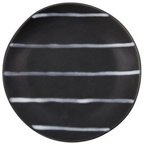 House Doctor Kameninový dezertní talíř Line Black/Brown, černá barva, keramika