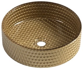 Sapho Sapho, MARAGUA gravírované skleněné umyvadlo na desku Ø 39,5 cm, zlatá, TY214Z