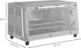 HOMCOM Mini trouba 9L Mini trouba s pečicím plechem, grilovací rošt, 100 °C-230 °C, s nastavitelnou teplotou a dobou pečení, časovač na 60 min, 750 W…