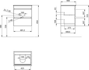 Sapho Sapho, EZARA umyvadlová skříňka 48x54x39cm, bílá lesk, EZ492-3030