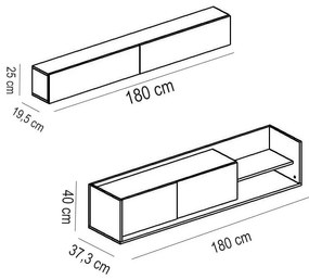 Bílá/přírodní TV sestava v dekoru exotického dřeva 180x40 cm Kale – Kalune Design