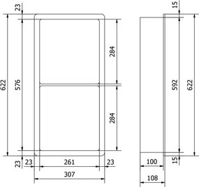 Mexen X-Wall-K nástěnná police z konglomerátu 62,2 x 30,7 cm, bílá - 1900623010