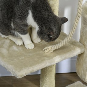 PawHut Kočka Škrábací Stožár Výška 116 cm Kočičí Strom Lezení Věž se Sisalovými Škrábacími Sloupky, Útulná Jeskyně, Platformy a Zábavné Závěsné Hračk…