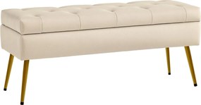 HOMCOM Úložná lavice s čalouněným sedákem, Ottoman se víkem, Bed Bench s sametovým vzhledem, pro chodbu, ložnici, obývací pokoj, kovový rám 102 x 35 x