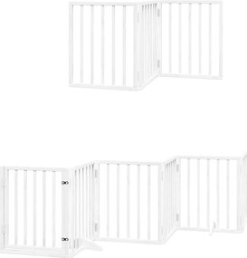 Zábrana pro psy s dvířky skládací 12 panelů bílá 600 cm topol 3155536