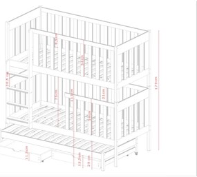 Legno Dětská patrová postel Erika grafit Rozměr (cm): 90x200
