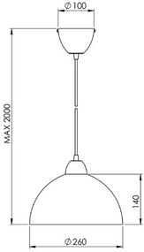 Fabas 2908-44-102 Nice 2908, závěsné svítidlo, 1x60W, kov, bílé stínítko o průměru 26cm
