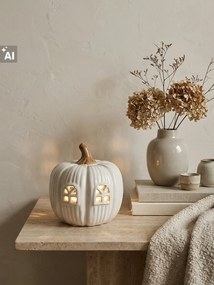 Sinsay - Svícen ve tvaru dýně s okénky - krémová