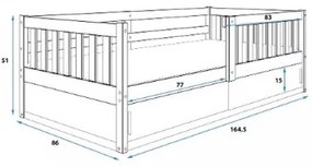 Dětská postel SMART 80x160 cm Borovice - bílá