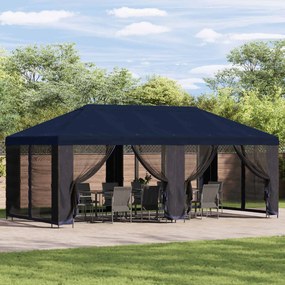 Zahradní altán se stěnami 6 x 3 m Modrá Polyester a ocel 3376025