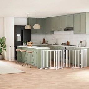 Zábrana pro psy s dvířky skládací 12 panelů bílá 960 cm topol 3155736