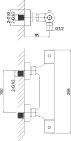 Sapho KIMURA nástěnná sprchová termostatická baterie chrom KU211
