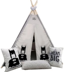 Lovegifts  Teepee stan pro děti Batman 110x110cm šedý