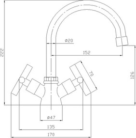 Aqualine Xenia 1109-02 umyvadlová baterie stojánková kohoutková