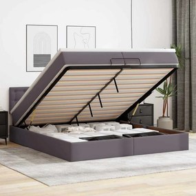 Osmanský rám postele s matrací šedá 200x200cm umělá kůže 3311326