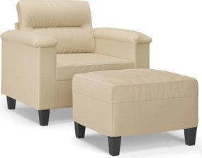 Křeslo s podnožkou krémové 60 cm tkanina z mikrovlákna 3201229