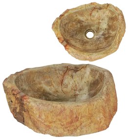 Umyvadlo 45 x 35 x 15 cm fosilní kámen krémové 142778