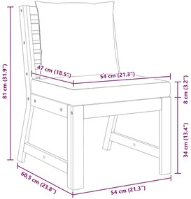 vidaXL Marketos Dílčí středová pohovka s tmavě šedou poduškou masivní akácie
