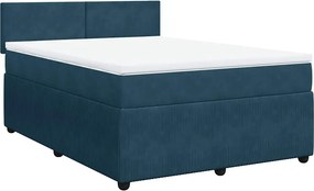 Box spring postel s matrací modrá 160 x 200 cm samet 3290080