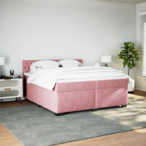 Box spring postel s matrací růžová 200x200 cm samet 3286413