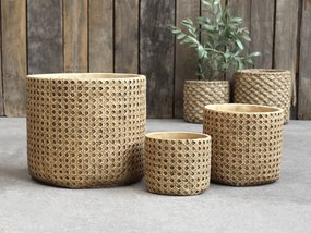 Hnědý obal na květináč s proutěným vzorem Corte - Ø 13,5*11,5cm