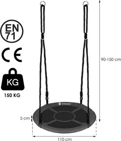 Zahradní houpačka 110 cm SPRINGOS SN027 ČAPÍ HNÍZDO šedá