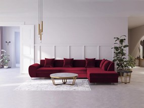KOOKO HOME Rohová rozkládací sametová pohovka s úložným prostorem Adagio XL pravý roh