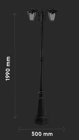 LED Solution Černá zahradní lampa pro žárovku 2x E27 199cm 7062