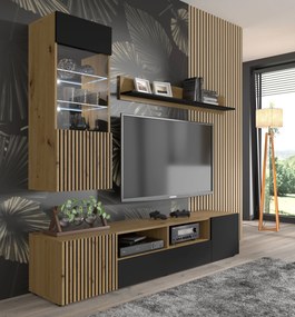 BIM Závěsná skříňka AURIS 1D dub artisan / černá mat