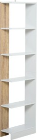 HOMCOM Regál na Knihy s 5 Policemi, Multifunkční Knihovna pro Studium a Kancelář s Zvýšeným Podstavcem, Elegantní Design 45x21x170 cm, Bílá a Dub | Ao