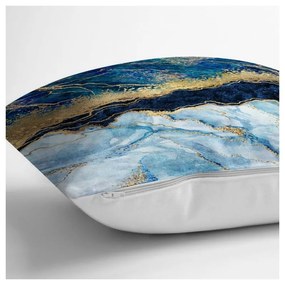 Povlak na polštář Minimalist Cushion Covers Marble With Blue, 45 x 45 cm