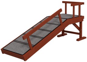 PawHut rampa pro psy, do 30 kg, rampa pro zvířata s odnímatelným zábradlím, protiskluzová rampa pro boty, pomůcka pro stravování psů, 125 x 40 x 56 c…
