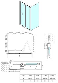 Polysan EASY obdélníkový sprchový kout 1000x900mm, skládací dveře, L/P varianta, čiré sklo - EL1910EL3315