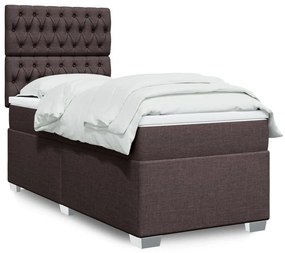 Box spring postel s matrací tmavě hnědá 90x200 cm textil 3292681