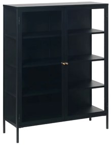 OnaDnes -20% Černá kovová vitrína Unique Furniture Carmel 140 x 110 cm