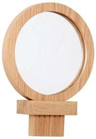 Nástěnné kosmetické zrcadlo s dřevěným rámem ø 14 cm – Hübsch