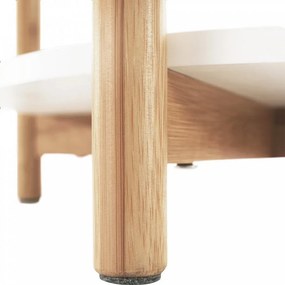 Tempo Kondela Kulatý odkládací stolek KABRA s odnímatelným tácem, bílá/přírodní