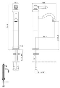 Sapho Vienna VO006 umyvadlová baterie vysoká stojánková páková
