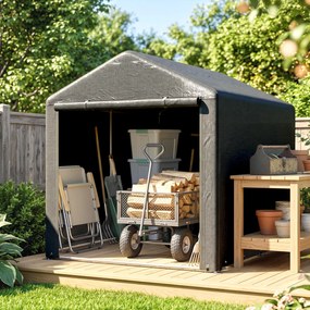 Outsunny garážový stan, 1,6 x 2,18 x 1,72 m, skladovací stan s UV ochranou, dveře na zip, vodoodpudivá fólie, garáž na zahradní nářadí