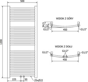 Mexen Ares, topné těleso 1200 x 500 mm, 420 W, zlatá, W102-1200-500-00-50