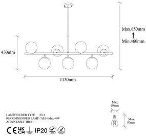 Stropní svítidlo v bílo-zlaté barvě se skleněným stínidlem 40x113 cm Fazli – Opviq lights