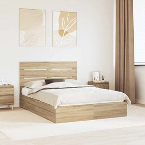 Postel s úložným prostorem se zásuvkou Sonoma dub 140 x 200 cm 3411894