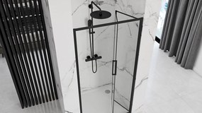 Zalamovací sprchové dveře REA RAPID FOLD 80 cm pro instalaci do niky, černé/transparent - bez vaničky