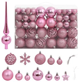 111dílná sada vánočních ozdob růžová polystyren - Default Title