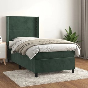vidaXL Box spring postel s matrací 80 x 200 cm samet [3132587] Barva: Tmavě zelená