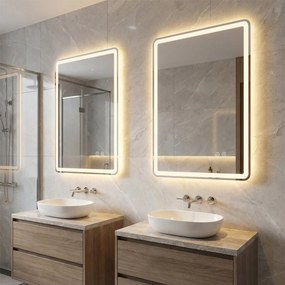 Costway Koupelnové zrcadlo s LED osvětlením a nástěnné zrcadlo – 70 × 50 × 3 cm