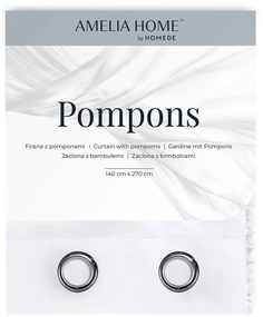 Záclona AmeliaHome Pompons II bílá