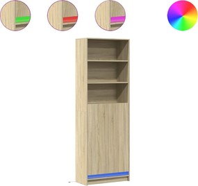 Skříň highboard s LED dub sonoma 69 x 32,5 x 200 cm kompozit 3307907