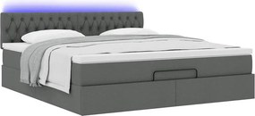 Osmanský rám postele s matrací tmavě šedá 160x200cm textil 3312403