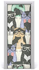 Samolepící fototapeta na dveře Kočky v brýlích 75x205 cm